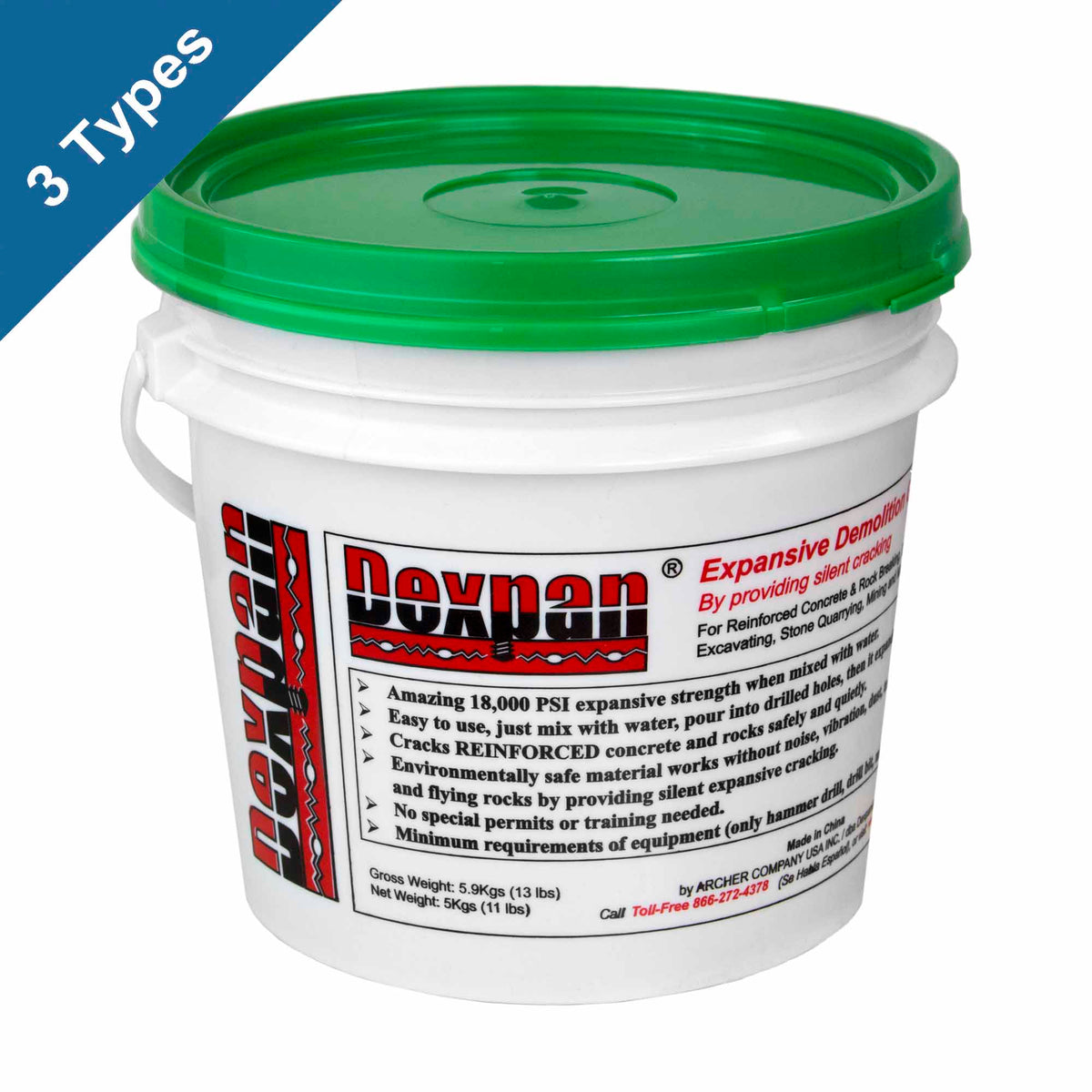 Dexpan Expansive Demolition Grout 11 lb. bucket for Rock Splitting