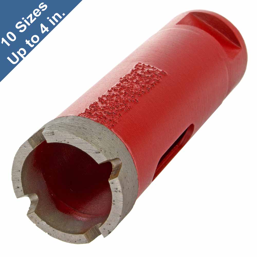 Dry Diamond Core Bits with Side Strips for Stone Drilling (10 Sizes)